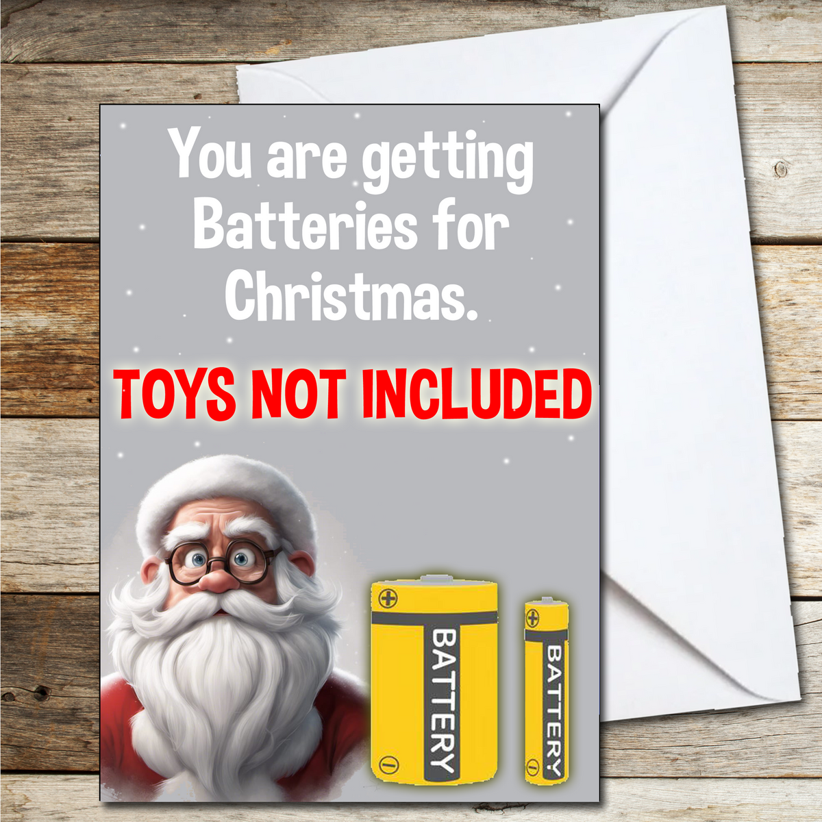 Funny Christmas Card for Grandkids Children A5 Batteries for Xmas ...