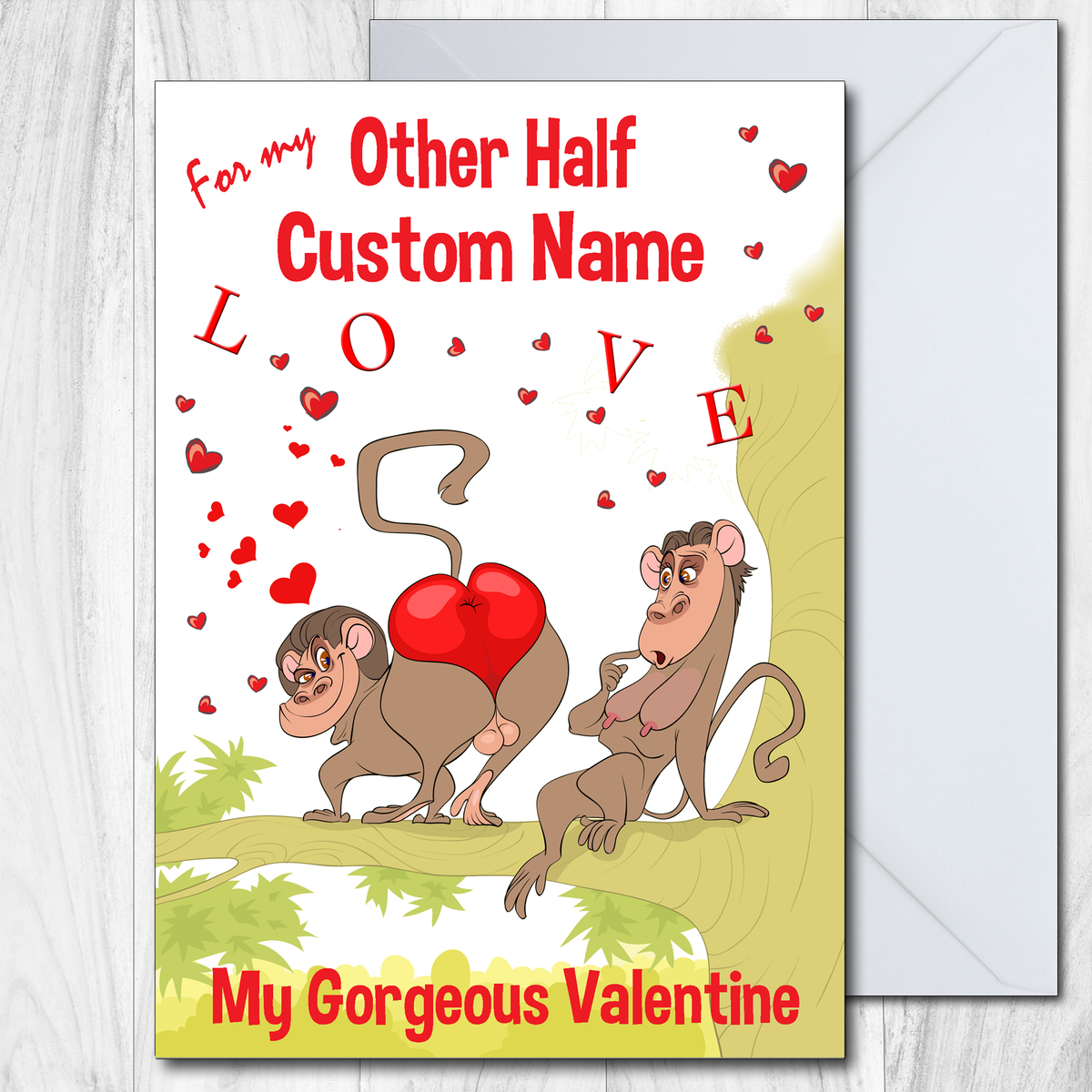 MONKEY LOVE OTHER HALF VALENTINES DAY CARD PERSONALISED – Gifts and ...
