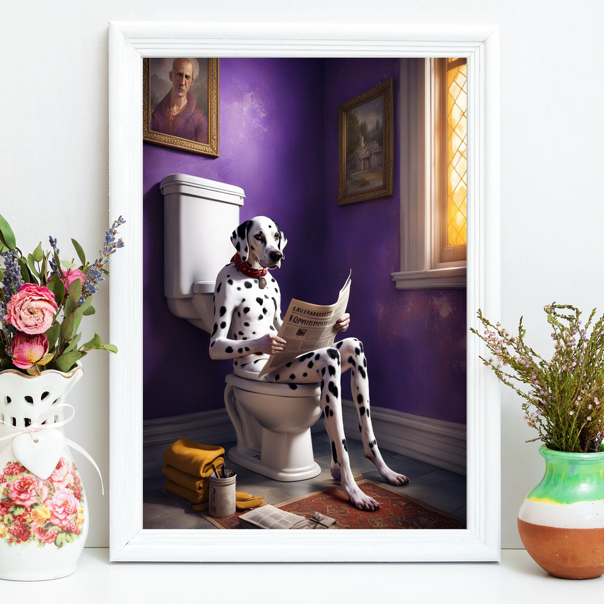 Potty Paws: Dalmatian Delight in Unexpected Places Wall Art – Gifts and ...