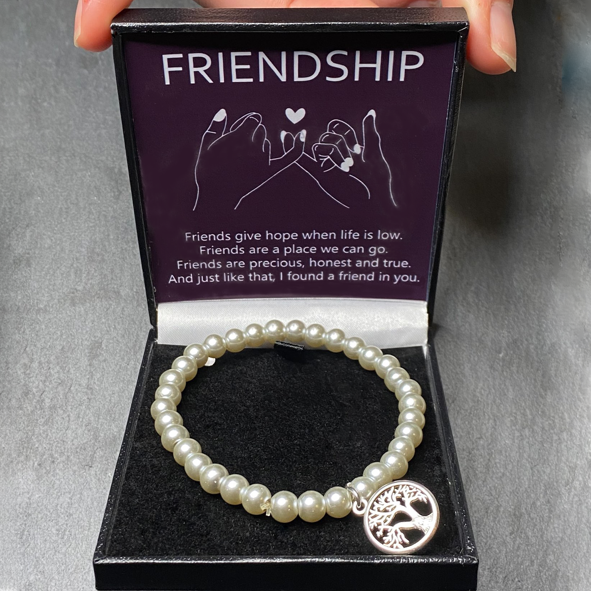 Friendship Boxed Glass Pearl Tree of Life Bracelet – Gifts and Temptations