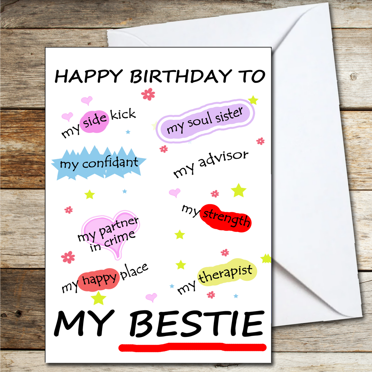 My Bestie Birthday Card My Sidekick, My Happy Place, My Partner In Cri ...