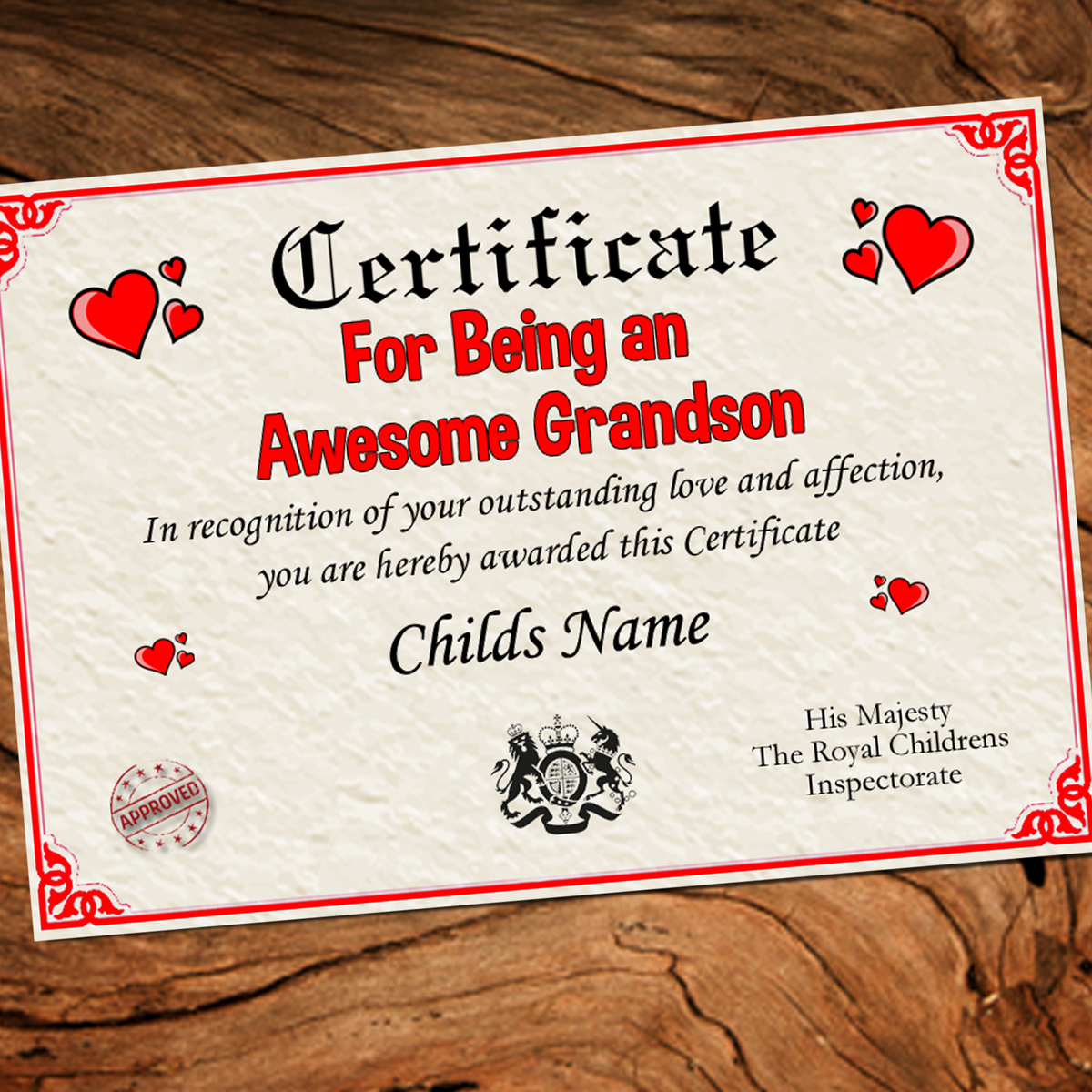 Personalised Awesome Grandson Certificate – Gifts and Temptations