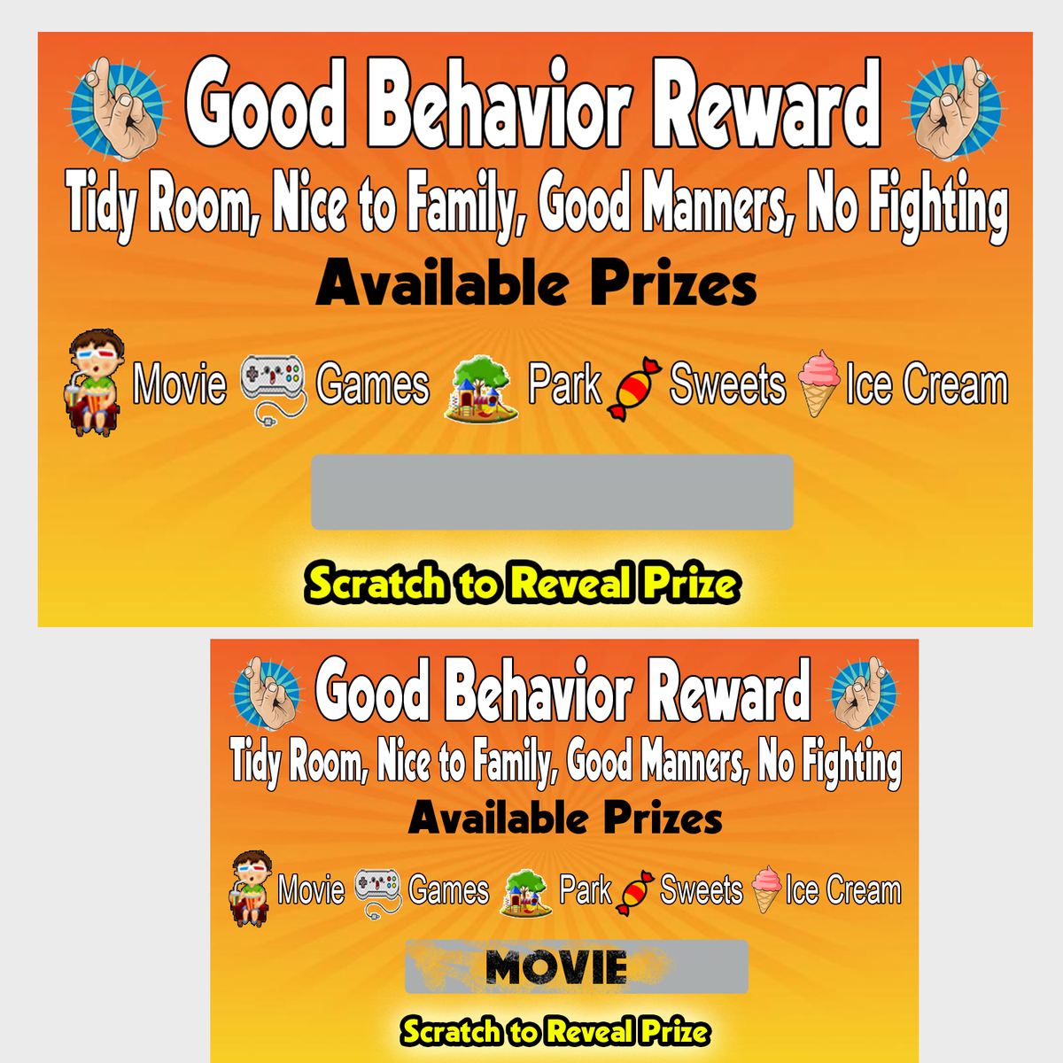 Pack of 8 Good Behaviour Reward Card Alternative to Reward Charts ...