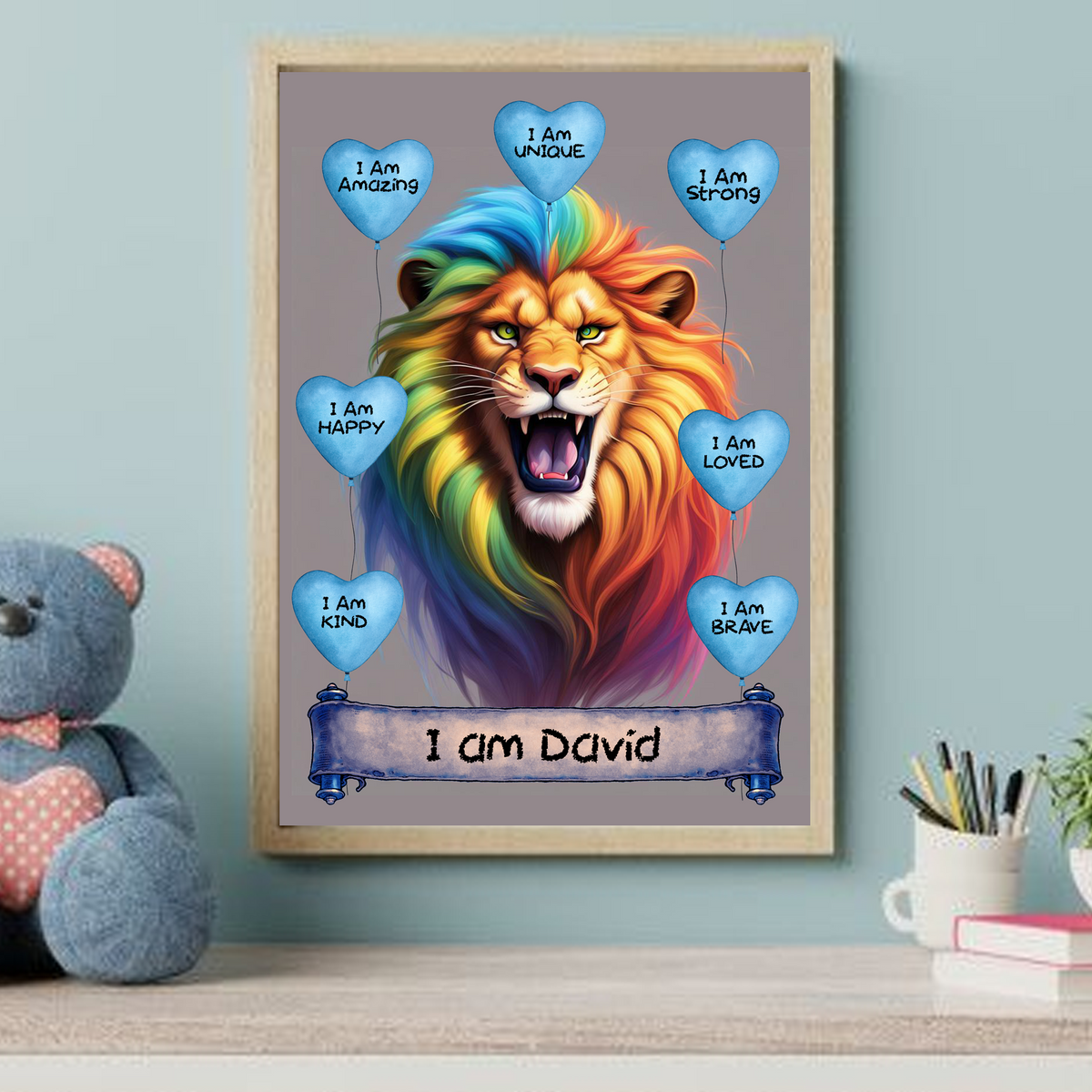 Positive Affirmation Personalised I Am Amazing Lion Prints – Gifts and ...